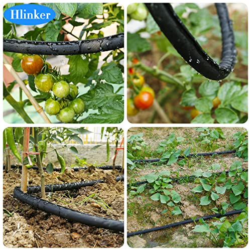 Hlinker Soaker Hose 100 ft for garden beds, 1/2" 50Ft 2 Packs Linkable Consistent Drip Irrigation Hose Save 80% Water, Leakproof Heavy Duty Double Layer Sprinkler Garden Hose For Garden Bed Vegetableā¦