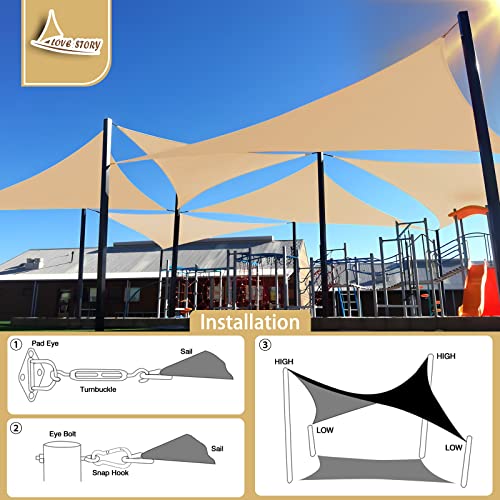 LOVE STORY 12' x 12' x 12' Triangle Sand Sun Shade Sail Canopy UV Block Awning for Outdoor Patio Garden Backyard (We Make Custom Size