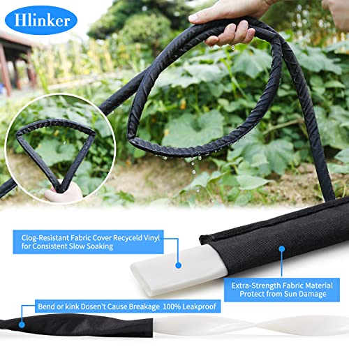 Hlinker Soaker Hose 100 ft for garden beds, 1/2" 50Ft 2 Packs Linkable Consistent Drip Irrigation Hose Save 80% Water, Leakproof Heavy Duty Double Layer Sprinkler Garden Hose For Garden Bed Vegetableā¦