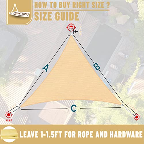 LOVE STORY 12' x 12' x 12' Triangle Sand Sun Shade Sail Canopy UV Block Awning for Outdoor Patio Garden Backyard (We Make Custom Size