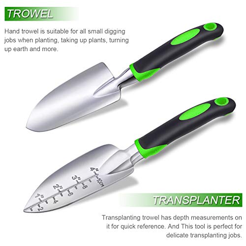 AOKIWO 83 Pcs Garden Tools Set Succulent Tools Set, Heavy Duty Aluminum Manual Garden Kit Outdoor Gardening Gifts Tools for Men Women (Green)