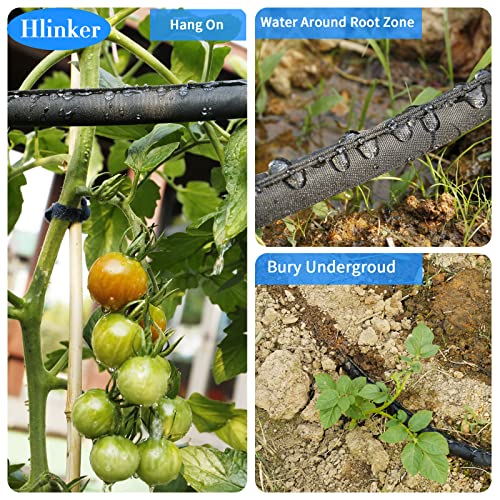 Hlinker Soaker Hose 100 ft for garden beds, 1/2" 50Ft 2 Packs Linkable Consistent Drip Irrigation Hose Save 80% Water, Leakproof Heavy Duty Double Layer Sprinkler Garden Hose For Garden Bed Vegetableā¦