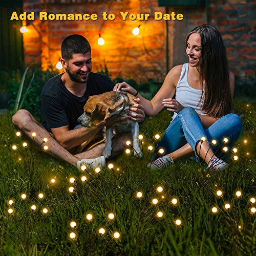 Solar Garden Lights, 4 Pack 24LED Solar Firefly Lights, Starburst Swaying Solar Firefly Lights Outdoor Waterproof, Sway by Wind, Solar Garden Landscape Lights, Firefly Lights Solar Outdoor Decorative