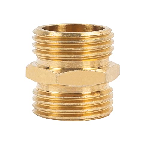 Hourleey Garden Hose Adapter, 3/4 Inch Solid Brass Hose Connectors, 2 Pack Hose Connector with 2 Extra Washers (Male to Male)