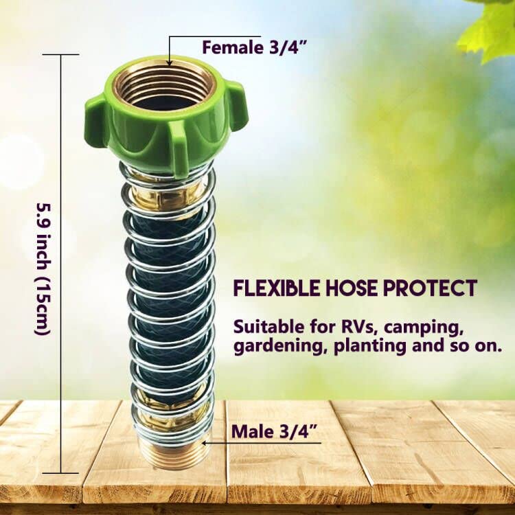HQMPC Garden Hose Extension Adapter Hose Kink Protector RV Flexible Hose Protector 3/4" GHT Spring Garden Hose Coiled Spring Protector 2Pcs