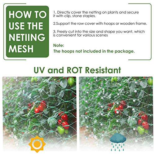 Ruolan Bird Netting for Garden Protect Vegetable Plants and Fruit Trees,Plastic Trellis Netting for Birds, Deer,Squirrels and Other Animals
