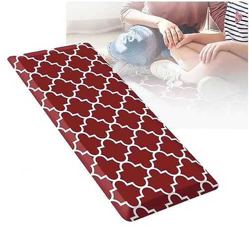 VRINO 0.47 InchThick Kitchen Floor Mat , Waterproof, Easy Clean, Non-Slip Kitchen Memory Foam Floor Mats , for House Sink Office,Red-17.3×60""