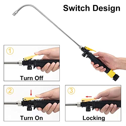 Mist Watering Wand For Hanging Baskets,25 Inch Spray Wand With Adjustable Nozzle, Car Pet Window Cleaning Tool, Great For Watering Seedbeds, Hanging Plants, Deck Plants.(90-degree curved nozzle)