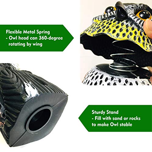 GiftExpress 2 Pk 15.5" Scarecrow Owl Decoy with Rotating Head Statue, Pest Repellent, Bird Control, Bird Deterrent, Garden Protectors, Fake Owls (2)