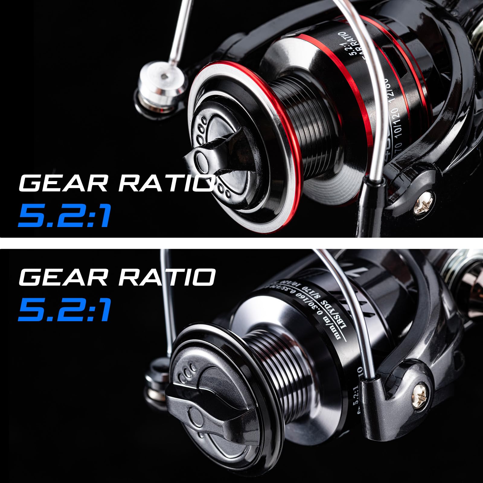 Goture 2Pcs Spinning Fishing Reel, Saltwater Freshwater Spinning Reel, Size 2000, 3000, 4000, Right/Left Handle Position, Ultra Smooth Lightweight Fishing Gear