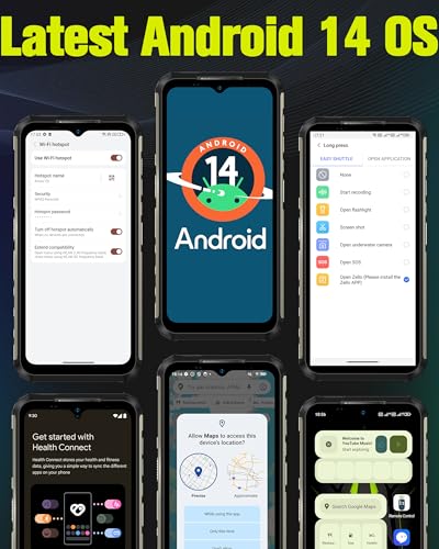 Ulefone Armor 22 Rugged Cell Phone Android 14, Up to 16+128GB, 64MP Night Vision Camera, 64MP Wide-Angle Camera, 6600mAh, 120Hz Display, NFC/GPS, 4G LTE Smartphone Unlocked (Black)