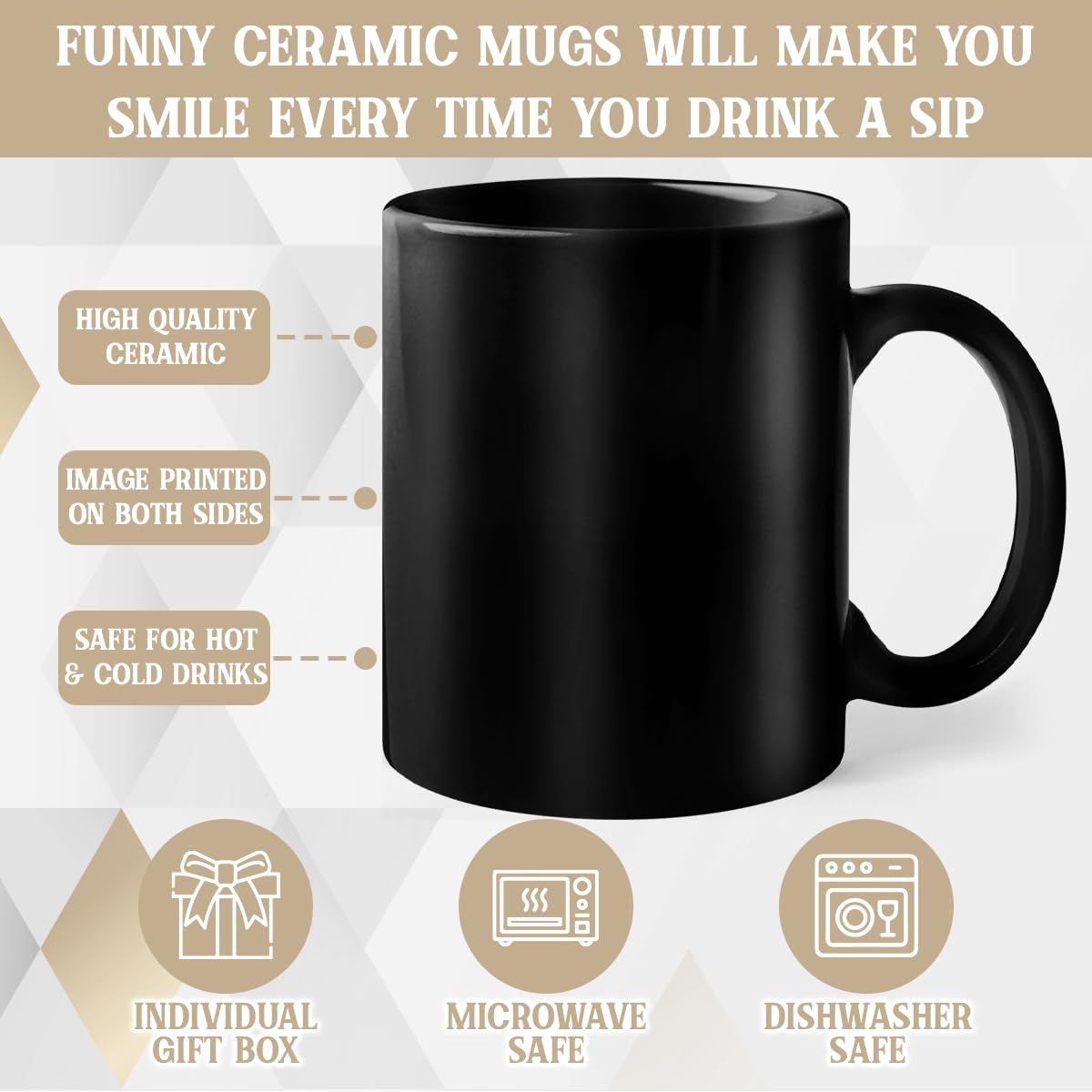 Black Ceramic Coffee Mug Photo Mugs Personalized Picture Custom Name Birthday Gifts For Fathers Day Men Dad Grandpa Husband Drinking Tea Cups Table Desk Accessories 11 and 15 Oz