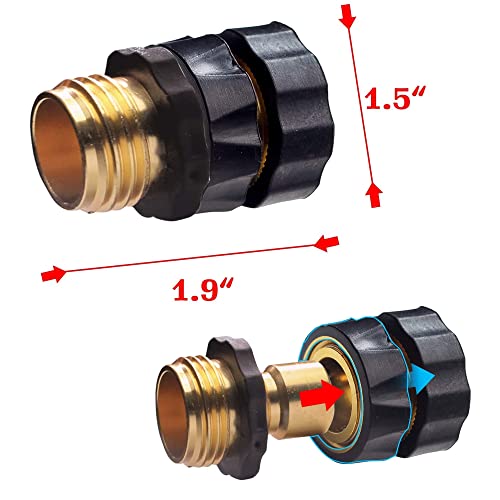 Xiny Tool 3/4 Inch Garden Hose Quick Connect, Quick Connect Garden Hose Fittings, Male and Female Water Quick Release Hose Connector, 2 Set