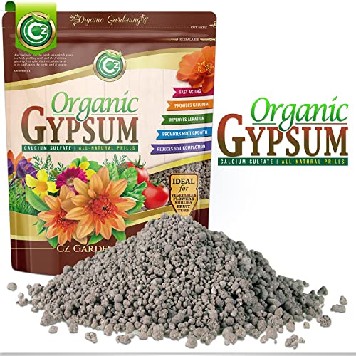 Organic Gypsum - Made in USA - Calcium Sulfate Dihydrate Granules - Garden Soil Amendment Fertilizer for Lawns, Plants, Calcium & Sulfur Additive. Cures Blossom End Rot in Tomatoes & Peppers