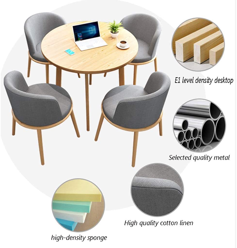 Office Conference Table, Conference Reception Room Coffee Table with Chair, Round Tempered Glass Dining Table PU Leather Seat 90cm Transparent Leisure Table (Color : Square Table 3) ( Color : Dark Gra