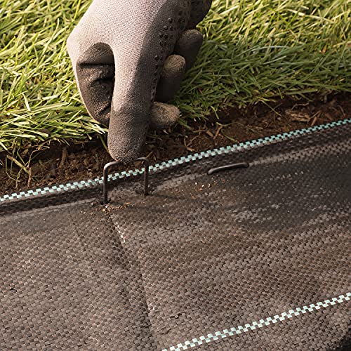 GardenMate 100-Pack 6'' 11 Gauge Heavy-Duty U-Shaped Garden Securing Stakes/Spikes/Pins/Pegs - Sod Staples for Anchoring Landscape Fabric