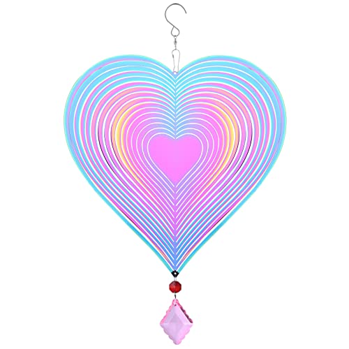 Blicedax Wind Spinner Outdoor Metal Decorations - 12 Inch Love Heart Wind Spinner for Yard and Garden, Hanging Wind Sculptur Spinners Indoor Outdoor Garden Decor