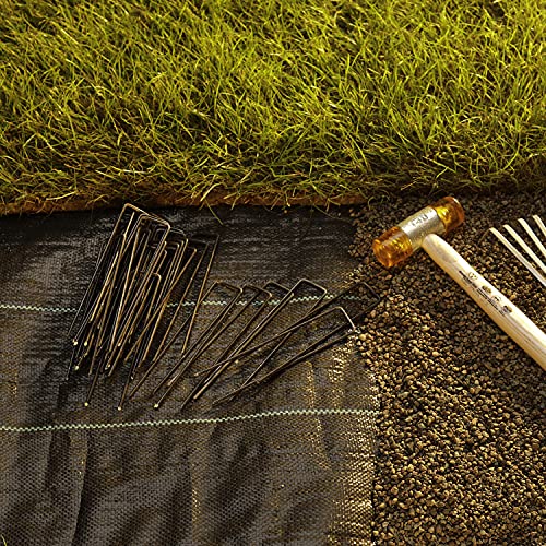 GardenMate 100-Pack 6'' 11 Gauge Heavy-Duty U-Shaped Garden Securing Stakes/Spikes/Pins/Pegs - Sod Staples for Anchoring Landscape Fabric