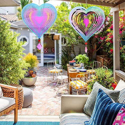 Blicedax Wind Spinner Outdoor Metal Decorations - 12 Inch Love Heart Wind Spinner for Yard and Garden, Hanging Wind Sculptur Spinners Indoor Outdoor Garden Decor