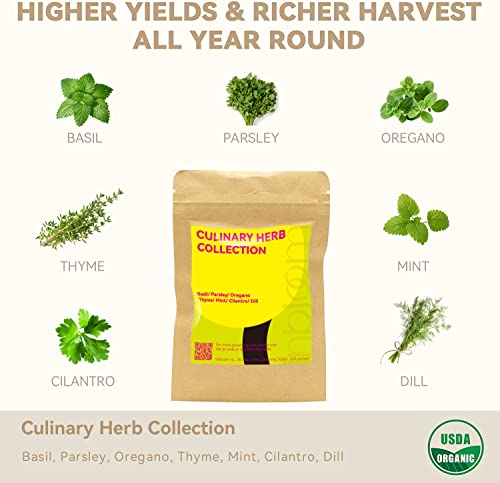 Herb Seed Starter Pod Kit Plant for AeroGarden,MUFGA, inbloom 5 Pods Hydroponics Growing System, Indoor Garden, 7-Pods (300+ Seeds Included Basil, Parsley, Oregano, Thyme, Mint, Cilantro, and Dill)