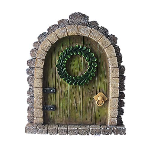 MUAMAX Fairy Garden Door Accessories Miniature Fairy Doors Wall Indoor/Outdoor Mystical Door for Tree Trunk (Brown)