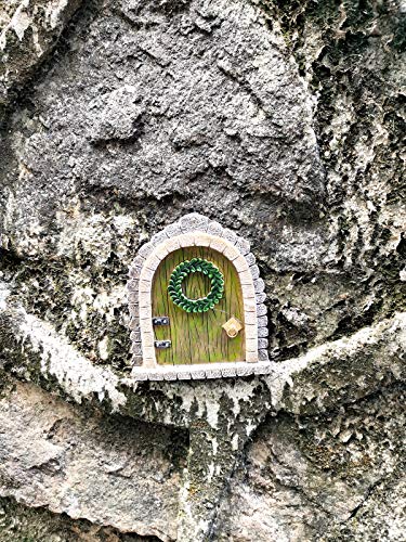 MUAMAX Fairy Garden Door Accessories Miniature Fairy Doors Wall Indoor/Outdoor Mystical Door for Tree Trunk (Brown)