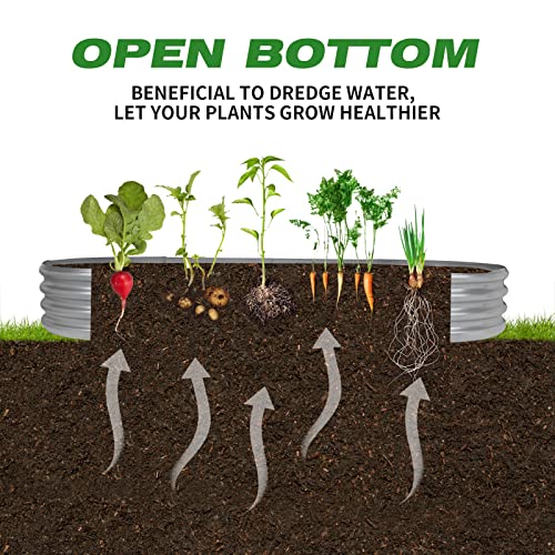 Raised Garden Bed Galvanized Planter Box Outdoor, Rot-Resistant Metal Garden Bed Planter for Vegetables Flower Herb (Silver)