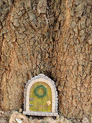 MUAMAX Fairy Garden Door Accessories Miniature Fairy Doors Wall Indoor/Outdoor Mystical Door for Tree Trunk (Brown)