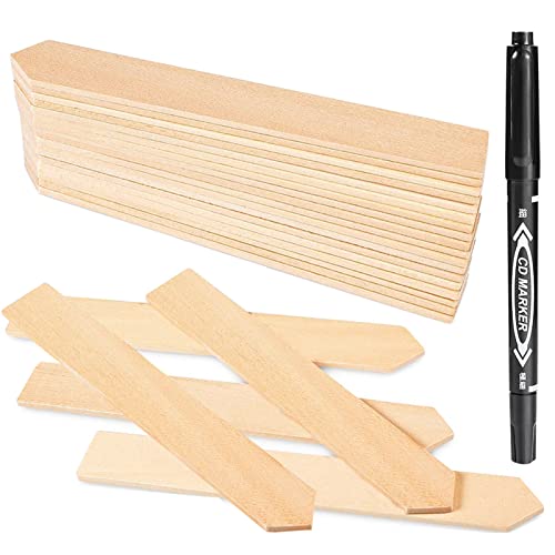 50Pcs Plant Labels 6 Inch Wooden Plant Tags Waterproof Garden Markers Plant Markers Garden Labels Sticks Eco-Friendly Wooden Plant Sign Stakes Sticks for Seed Pot Herbs Flowers Vegetables
