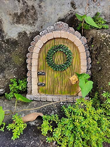 MUAMAX Fairy Garden Door Accessories Miniature Fairy Doors Wall Indoor/Outdoor Mystical Door for Tree Trunk (Brown)