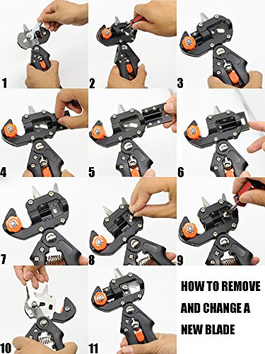Garden Grafting Tool Set - Professional Pruning Shears Cutting Tool for Plant Branch Vine Fruit Trees, Included 3 Replacement Blades, Grafting Tape and English Manual