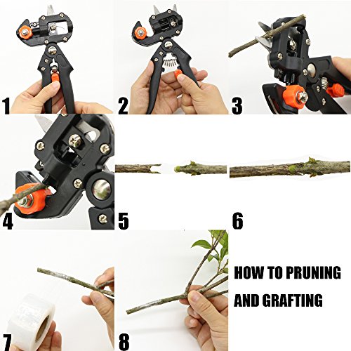 Garden Grafting Tool Set - Professional Pruning Shears Cutting Tool for Plant Branch Vine Fruit Trees, Included 3 Replacement Blades, Grafting Tape and English Manual