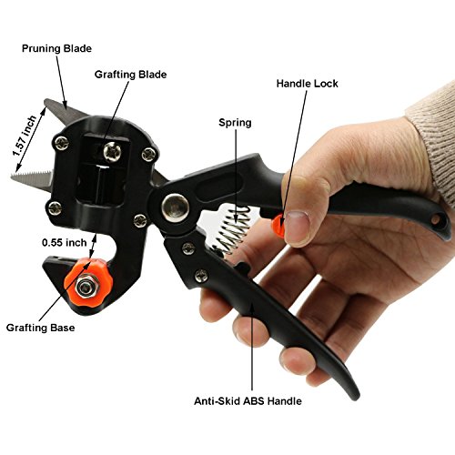 Garden Grafting Tool Set - Professional Pruning Shears Cutting Tool for Plant Branch Vine Fruit Trees, Included 3 Replacement Blades, Grafting Tape and English Manual