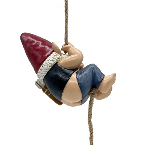 FICITI Funny Garden Gnomes Decorations, Archer Bowman Climbing Rope Hanging Gnome, Tree Hugger, Tree Decoration Ornaments, Outdoor Whimsical Gnome Statues β 8.5 inch