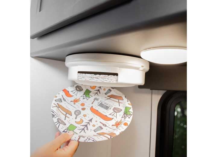 Camco 9-inch Pop-A-Plate Plastic Plate Dispenser | Ideal for Compact Spaces, RVs and Trailers | Mounts Under Cabinets or Shelves | White (57001)