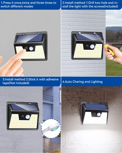 Peasur Solar Outdoor Lights [10 Pack/140LED], Motion Sensor Outdoor Lights Ultra-Bright, Solar Powered Security Lights 3 Working Modes, Solar Lights Outdoor Waterproof for Outside Garden Yard (500LM)