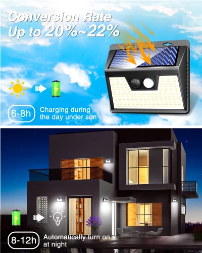 Peasur Solar Outdoor Lights [10 Pack/140LED], Motion Sensor Outdoor Lights Ultra-Bright, Solar Powered Security Lights 3 Working Modes, Solar Lights Outdoor Waterproof for Outside Garden Yard (500LM)
