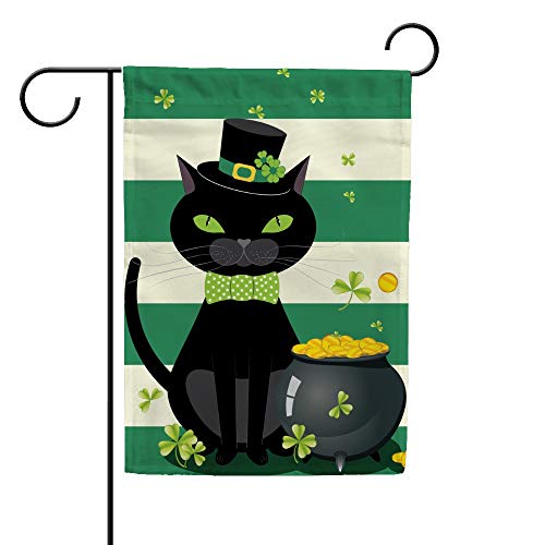 Generic Garden Flag Double Sided Durable Yard Flag,St. Patrick's Day Black Cat Fade Resistant Seasonal Flags,Suitable for Outdoor Home Lawn Patio Porch Decorative,12x18 Inch