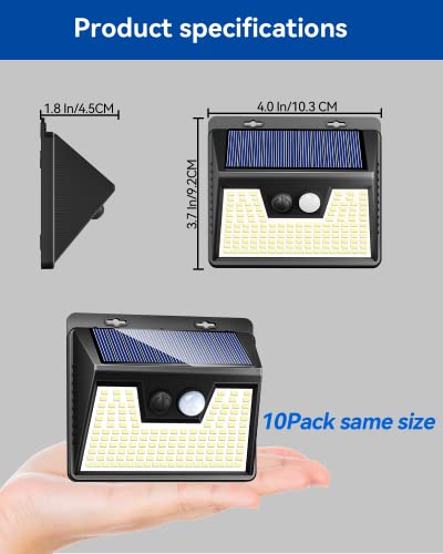Peasur Solar Outdoor Lights [10 Pack/140LED], Motion Sensor Outdoor Lights Ultra-Bright, Solar Powered Security Lights 3 Working Modes, Solar Lights Outdoor Waterproof for Outside Garden Yard (500LM)