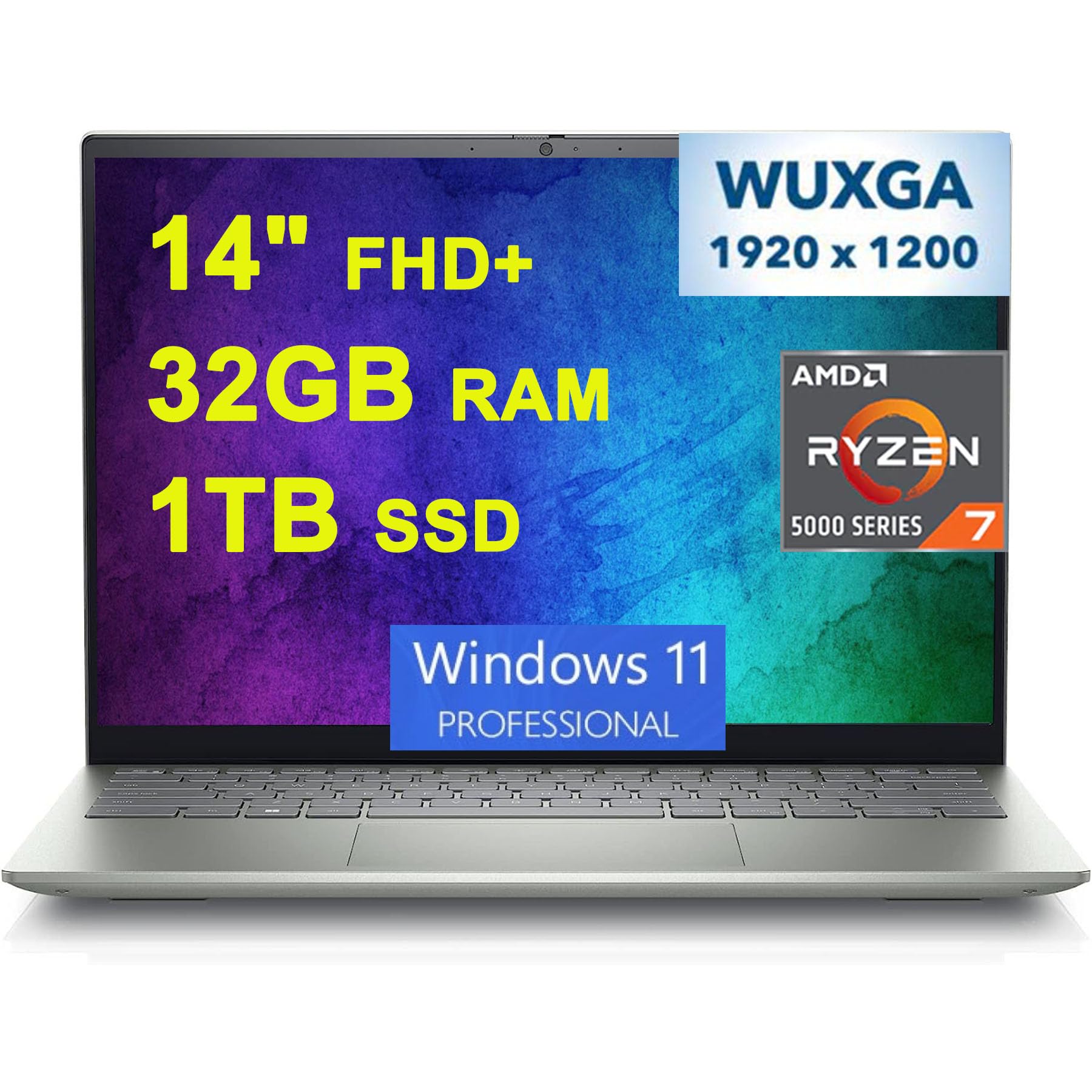 Dell Inspiron 14 5425 Business Laptop 14" FHD+ Anti-Glare Comfortview Plus AMD 8-core Ryzen 7 5825U Processor >i7-1255U 32GB RAM 1TB SSD USB-C Fast Charging FHD Webcam MaxxAudio Win11Pro Silver
