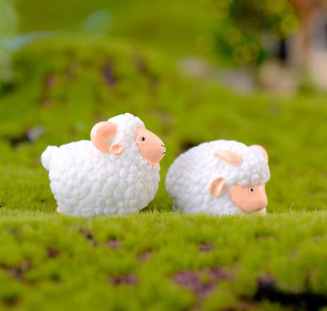 20PCS Miniature Sheep Figurines Sheep Cake Topper White Sheep Model Mini Animal Model for Flower Pot Fairy Garden Decoration