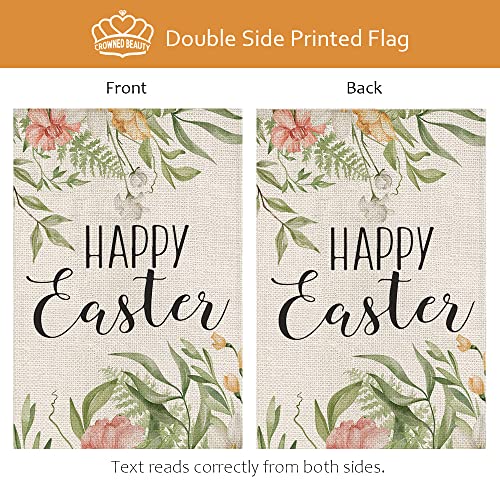 CROWNED BEAUTY Happy Easter Garden Flag Floral 12×18 Inch Double Sided Outside Vertical Holiday Yard Decor