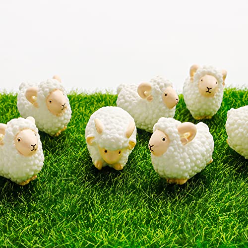 20PCS Miniature Sheep Figurines Sheep Cake Topper White Sheep Model Mini Animal Model for Flower Pot Fairy Garden Decoration