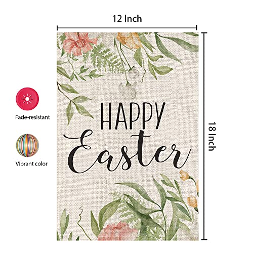 CROWNED BEAUTY Happy Easter Garden Flag Floral 12×18 Inch Double Sided Outside Vertical Holiday Yard Decor