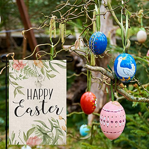 CROWNED BEAUTY Happy Easter Garden Flag Floral 12×18 Inch Double Sided Outside Vertical Holiday Yard Decor