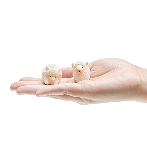20PCS Miniature Sheep Figurines Sheep Cake Topper White Sheep Model Mini Animal Model for Flower Pot Fairy Garden Decoration