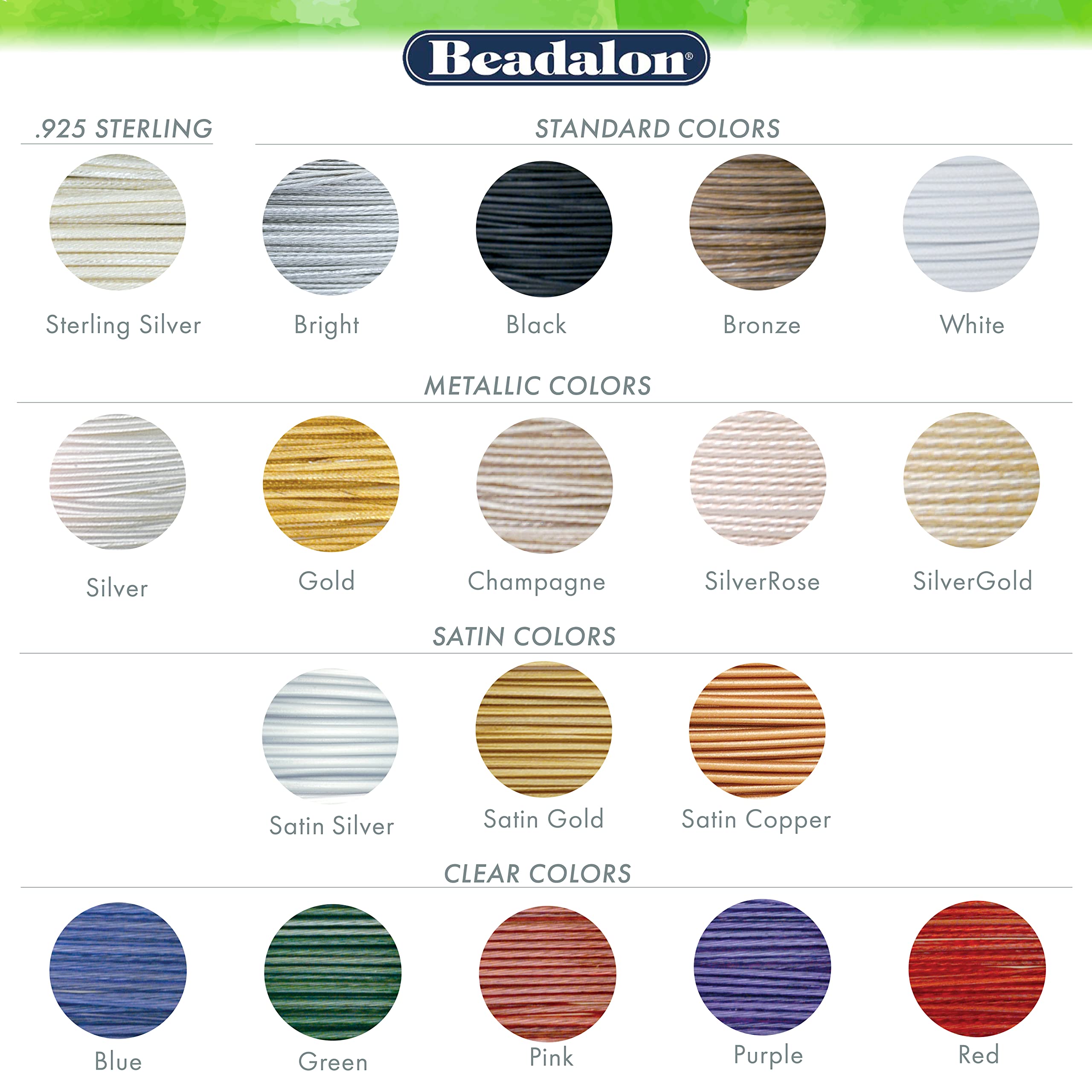 Beadalon 7-Strand 0.015" (0.38 mm) 30 ft (9.1 m) Bright Bead Stringing Wire.015