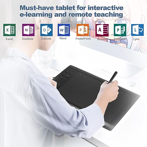 TeinenRon Graphics Drawing Tablet,10 x 6 Inch Drawing Tablet with 8192 Levels Pen and Bag,12 Hot Keys,Compatible with PC/Mac/Android for Painting,Design & Online Teaching