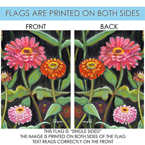 Toland Home Garden 1112500 Zinnias On Black 12.5 x 18 Inch Decorative, Garden Flag (12.5" x 18")