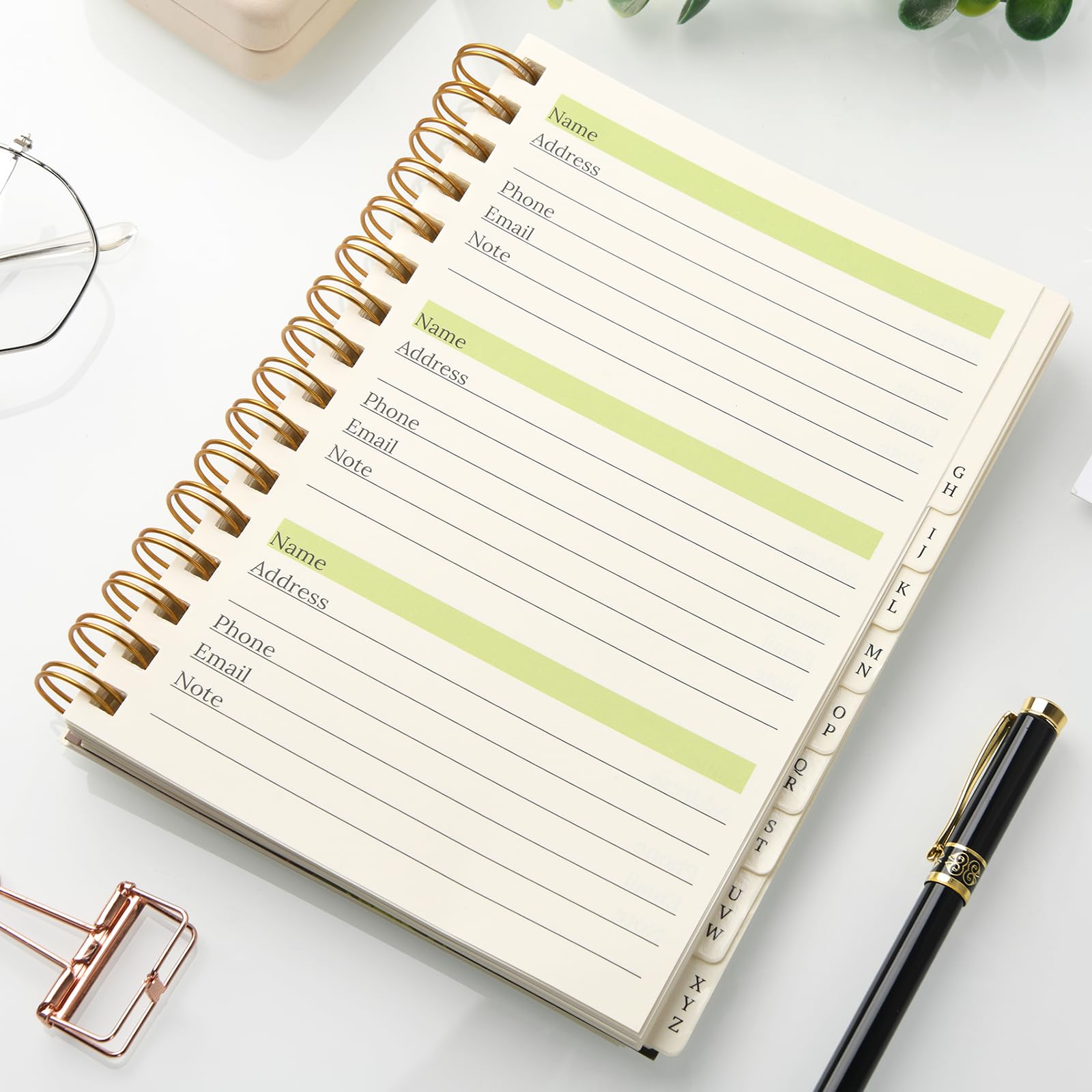 suituts 2 Pack Spiral Bound Address Book with Alphabetical Tabs, 5.8" x 8.2" Telephone Address Book for Contacts, Address and Password Book for Halloween Gift Home Office